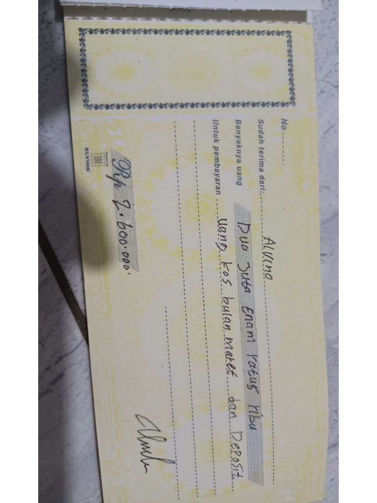 Nota Pembayaran Kost Bulan Maret | PDF