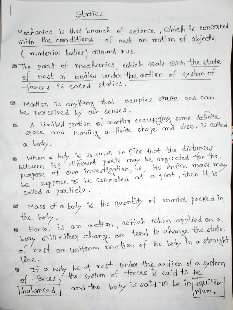 Statics 1st Class Pdf