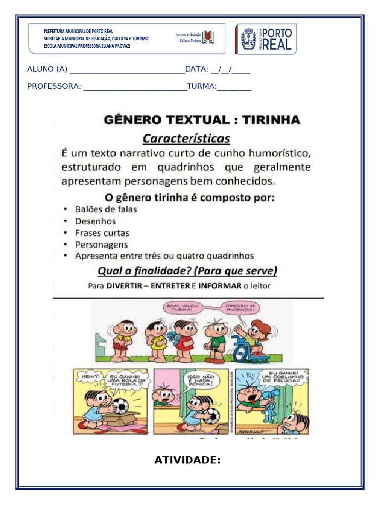 ATIVIDADES TIRINHAS (1) | PDF