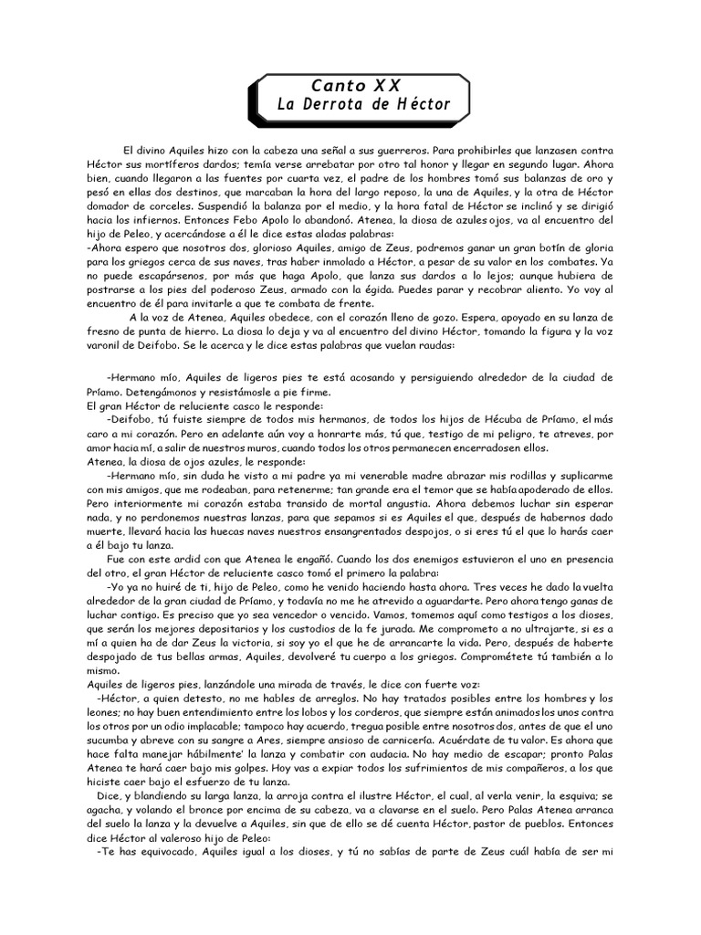 Fragmento de La Iliada | PDF | Héctor | Aquiles