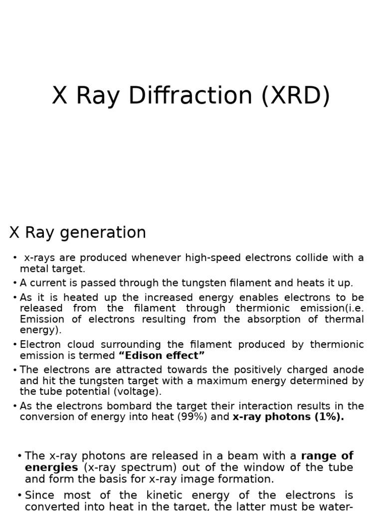 X Ray Diffraction (XRD) | PDF | Electron | Vacuum Tube