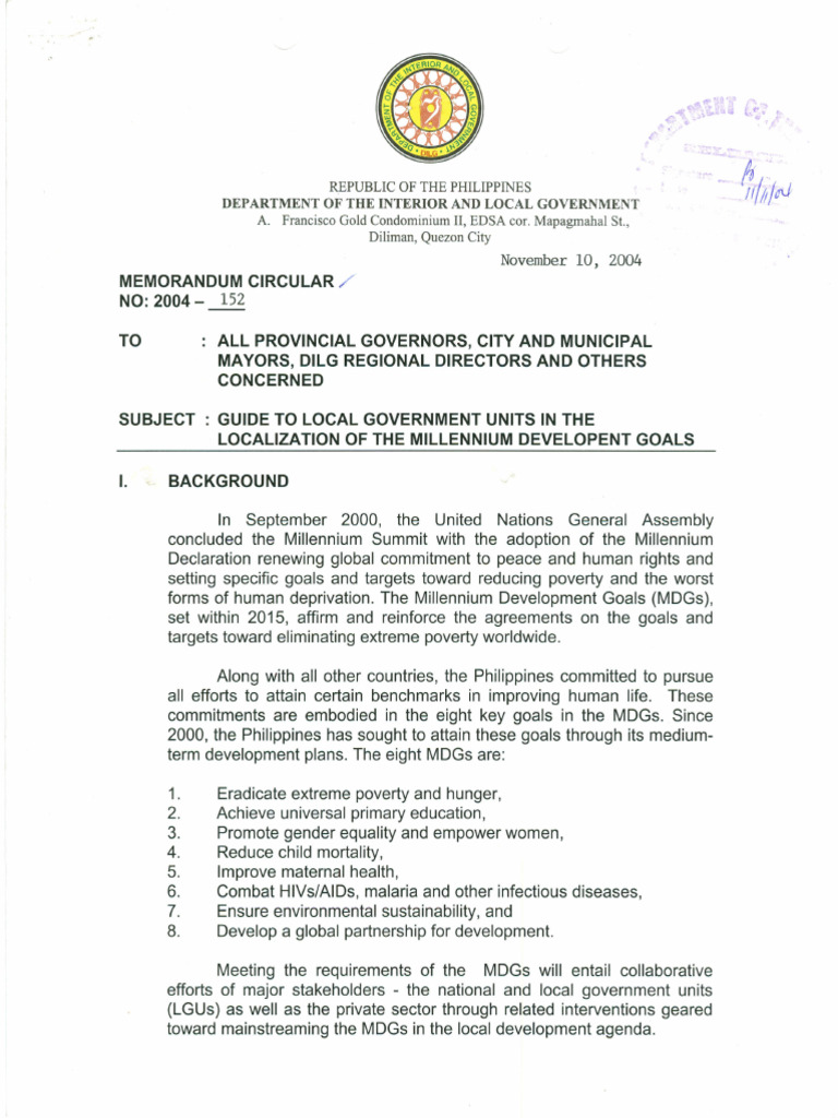 DILG Memorandum Circular No. 2004-2 | PDF