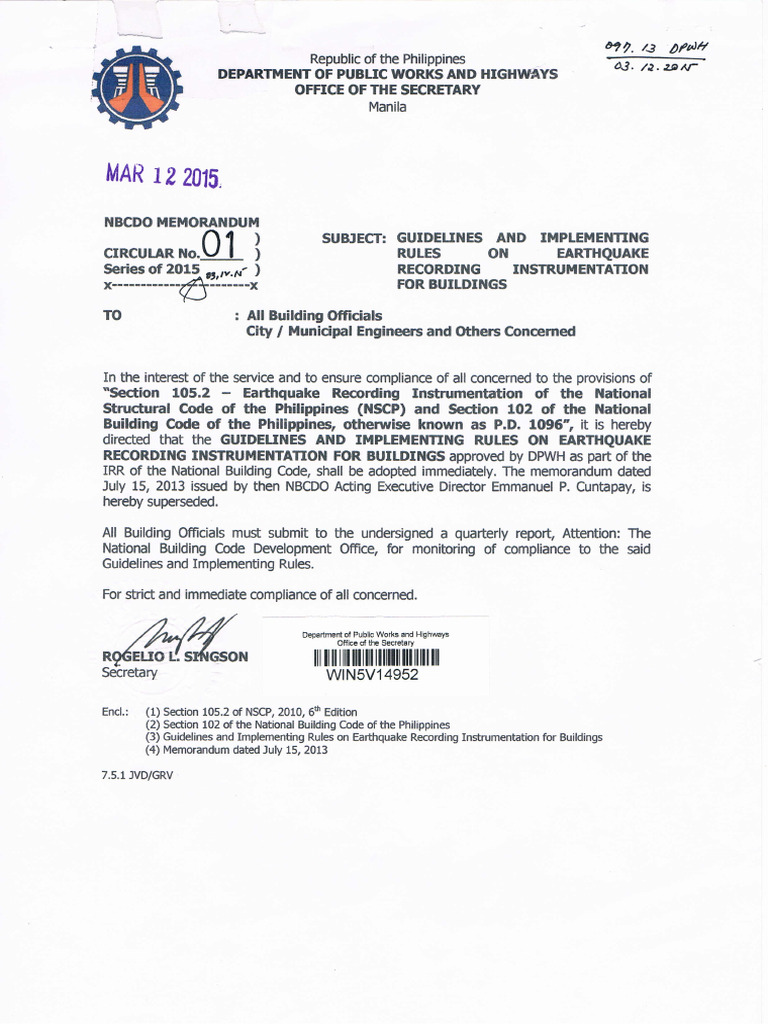 NBCDO Memorandum Circular No. 2004-2 | PDF | Oscillation | Earthquakes