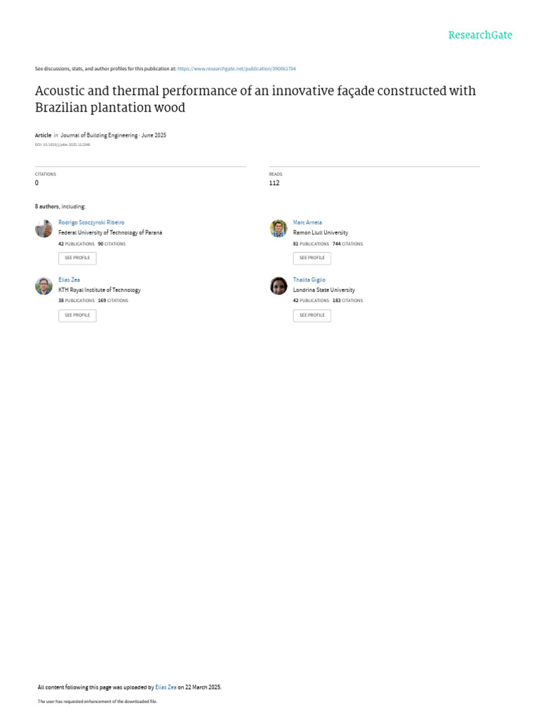 CLT Acoustical and Thermal Performance | PDF | Wall | Building Insulation