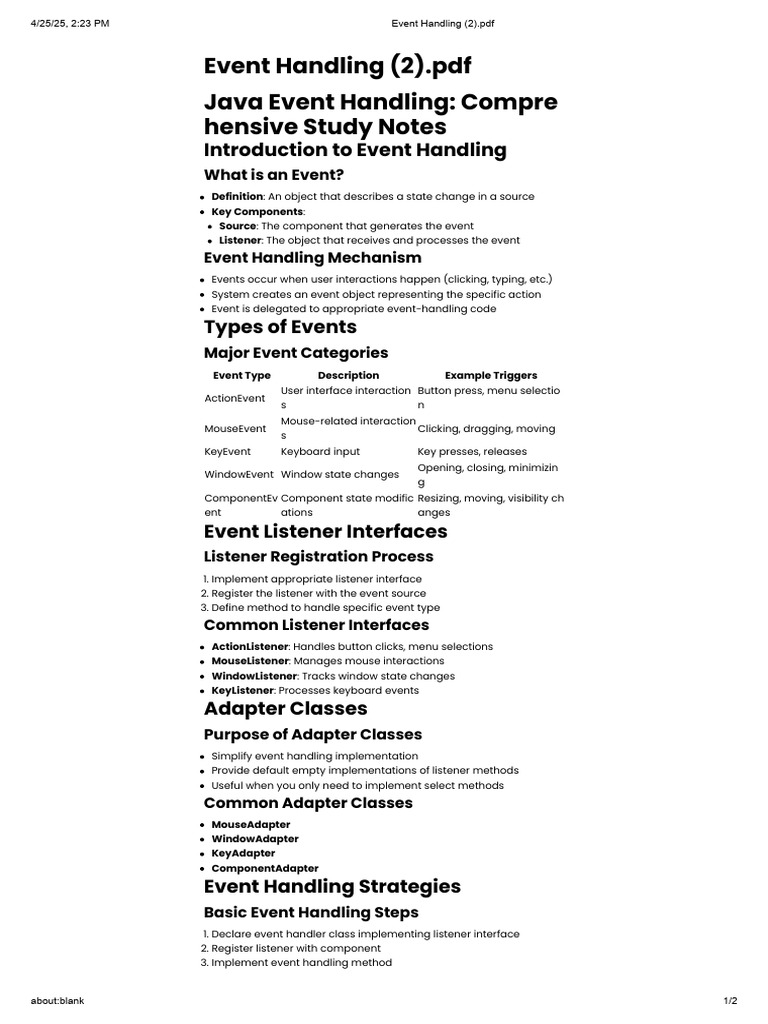 Event Handling (2 AI) | PDF | Class (Computer Programming) | Interface ...