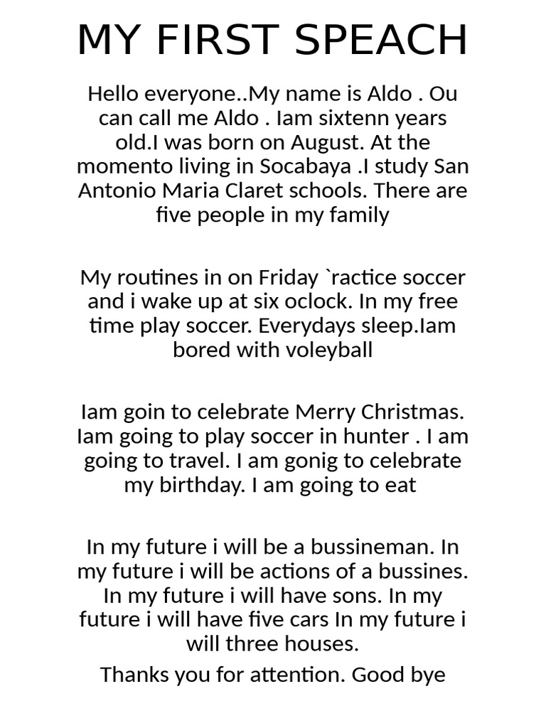 My First Speach | PDF