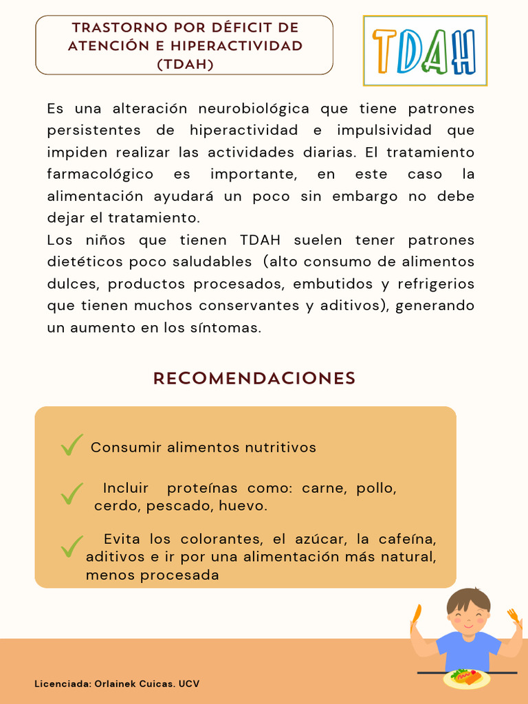 TDAH. CCOD. Recomendaciones Nutricionales | PDF | Desorden hiperactivo y deficit de atencion ...