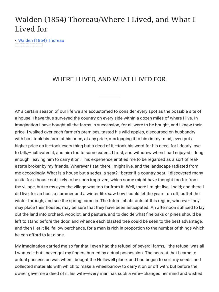 Walden (1854) Thoreau_Where I Lived, and What I Lived for - Wikisource ...