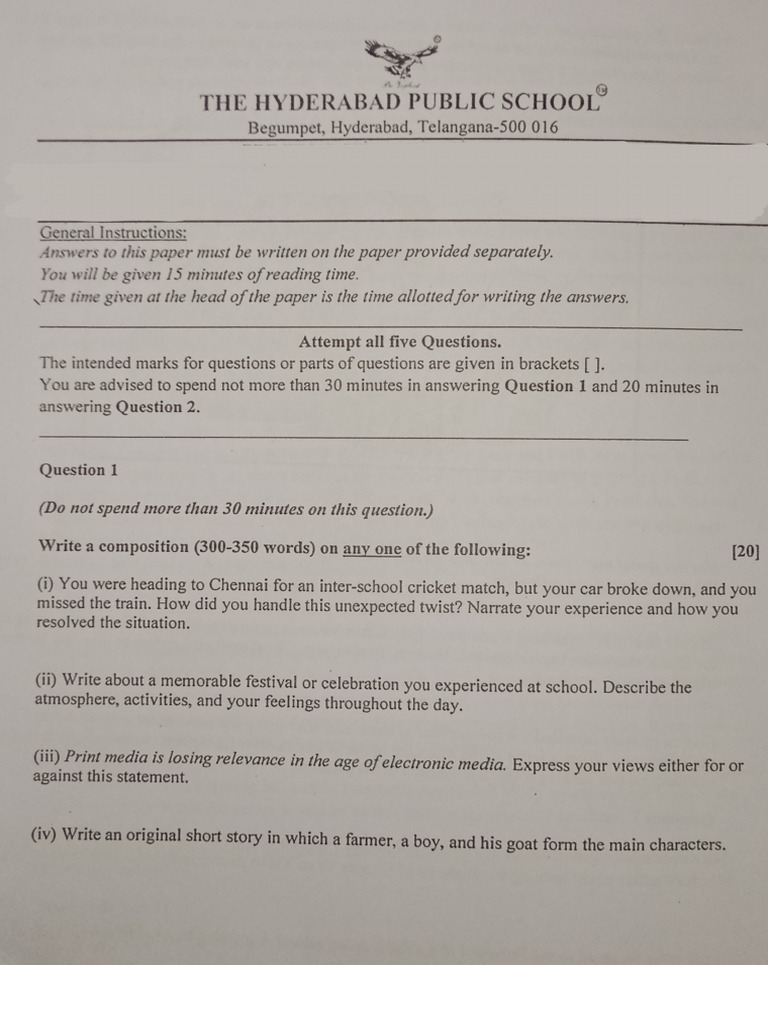 ENG PAPER 1 Specimen | PDF