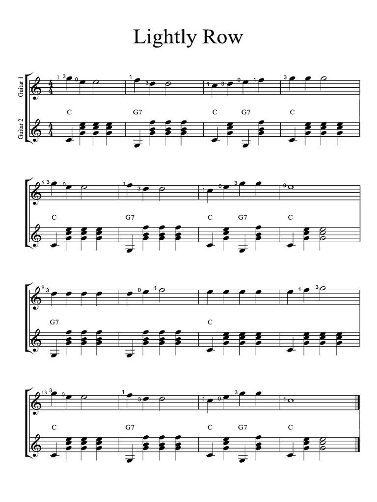 Classical Guitar - Lightly Row (Duet) | PDF