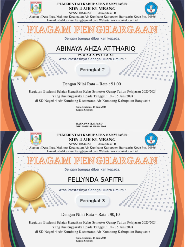 piagam juara umum | PDF