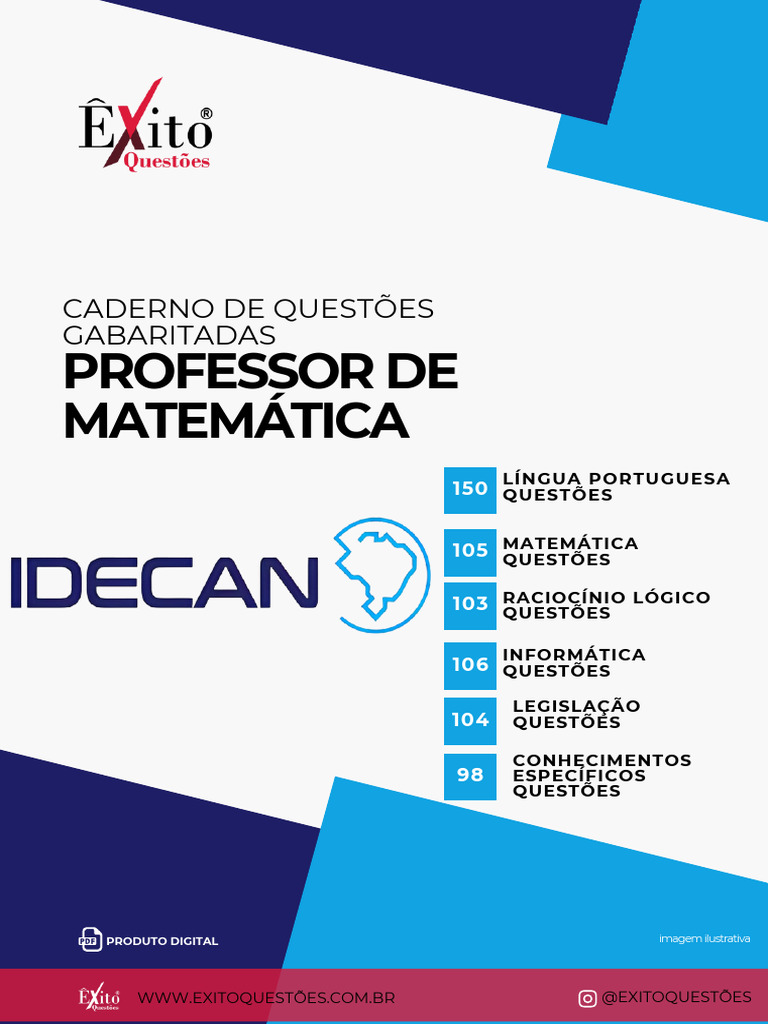 Caderno de Questoes Gabaritadas Professor de Matematica Idecan | PDF