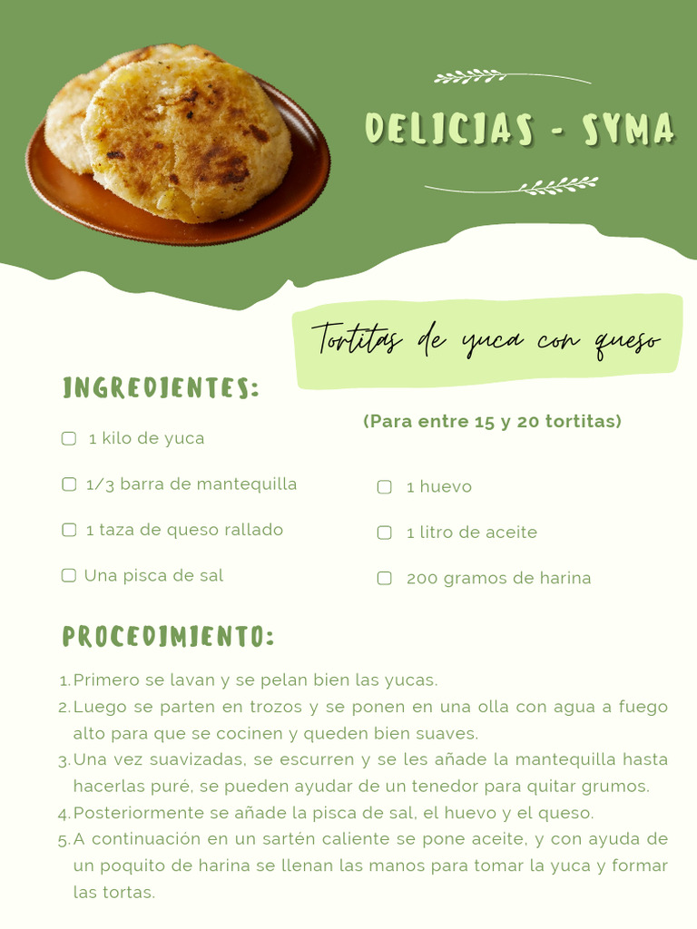 Documento A4 Receta Cocina Coon Foto y Cursiva Verde | PDF