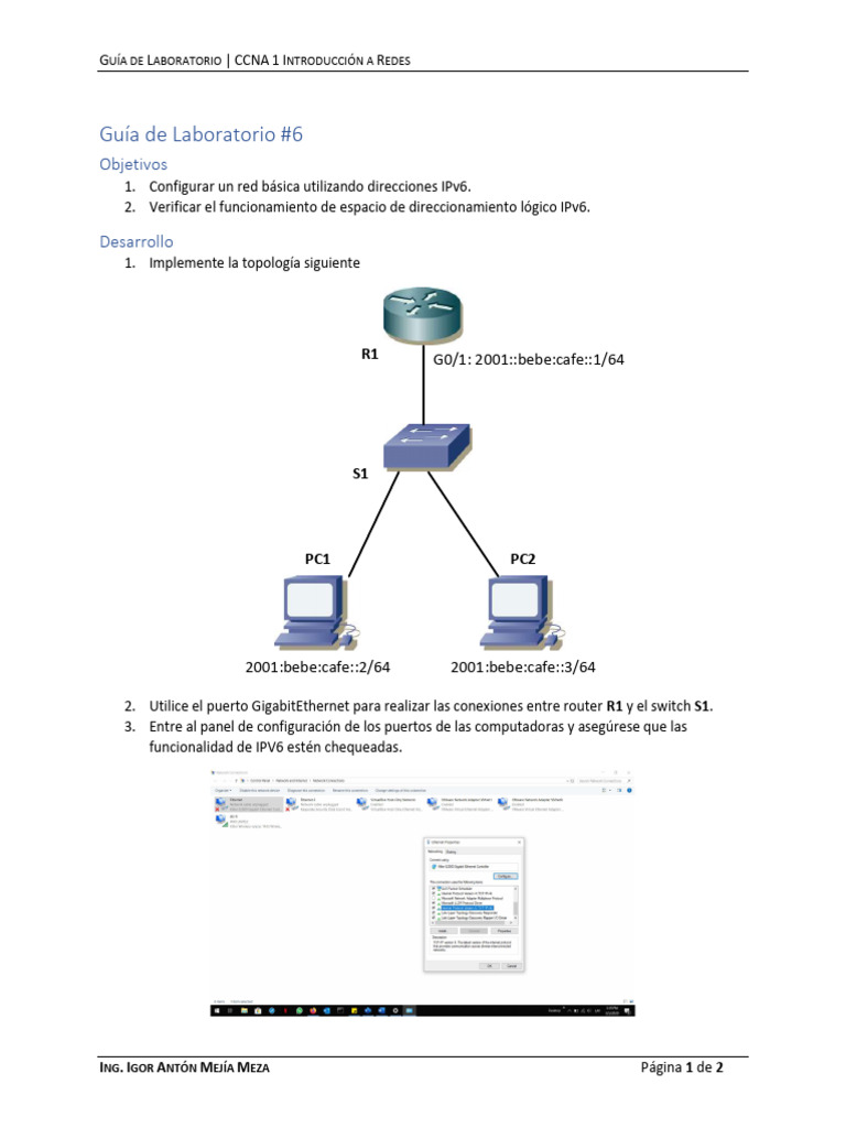 Guia Laboratorio 6 | PDF | Yo Pv6 | Dirección IP