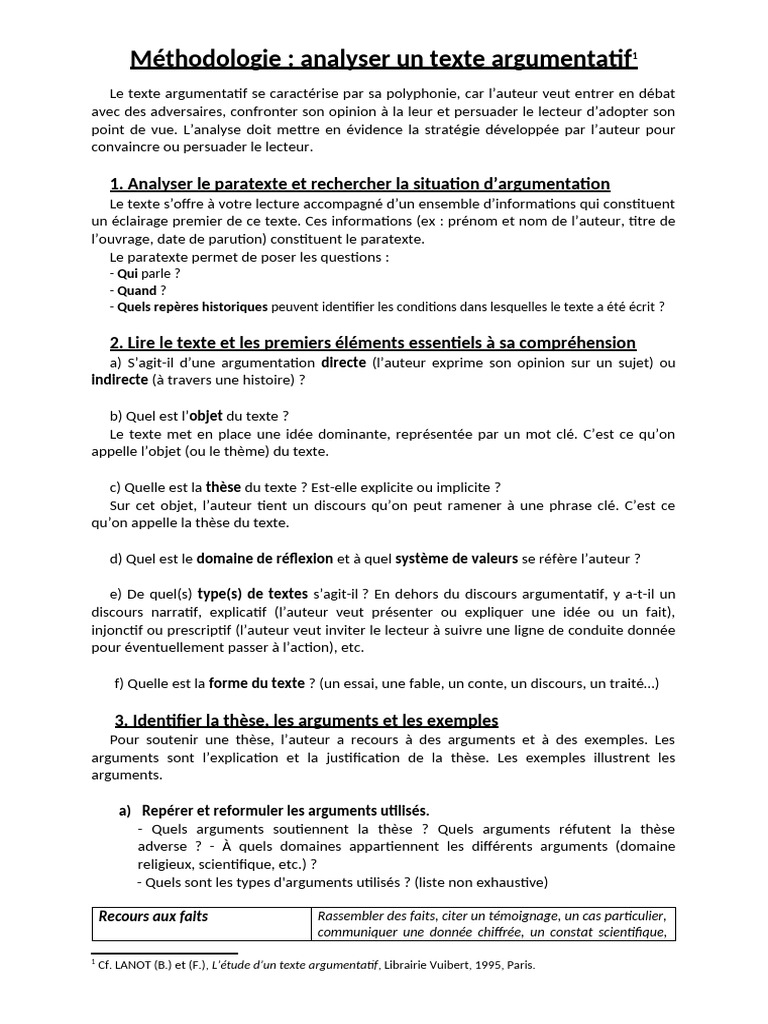 Analyser un texte argumentatif efficacement | PDF | Verbe | Phrase