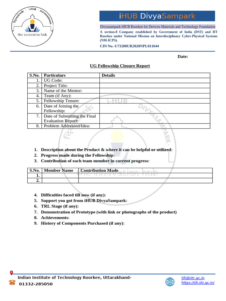 iHUB DivyaSampark UG Fellowship Report | PDF