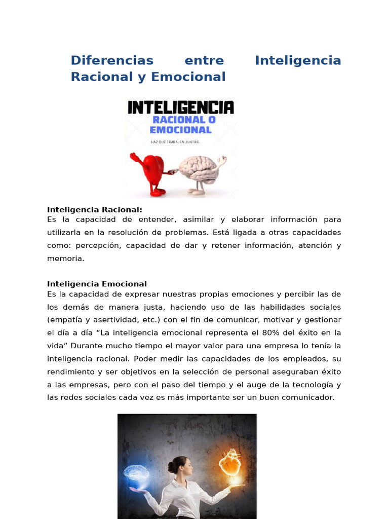 Inteligencia emocional y racional | PDF