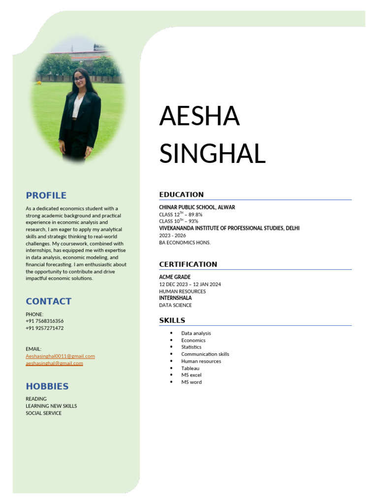 Aesha's Resume 2 | PDF