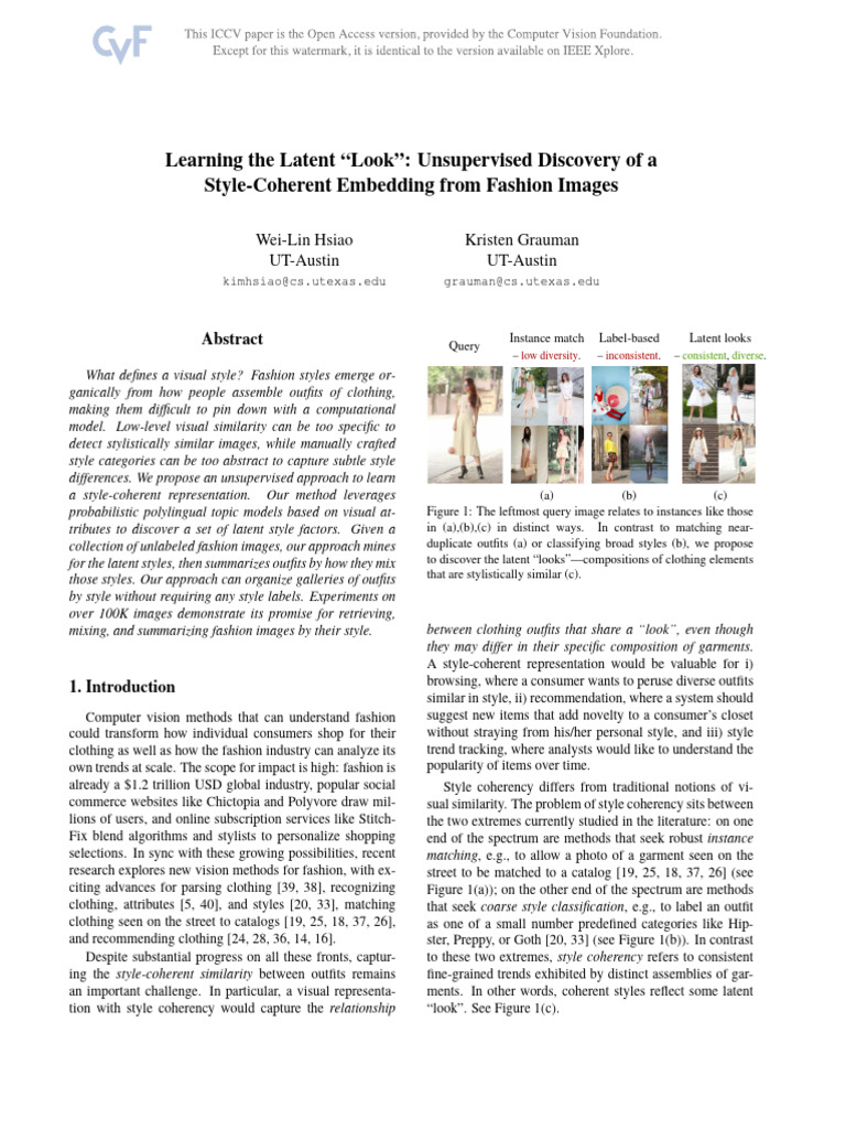 Hsiao Learning The Latent Look ICCV 2017 Paper | PDF | Artificial Intelligence | Intelligence ...