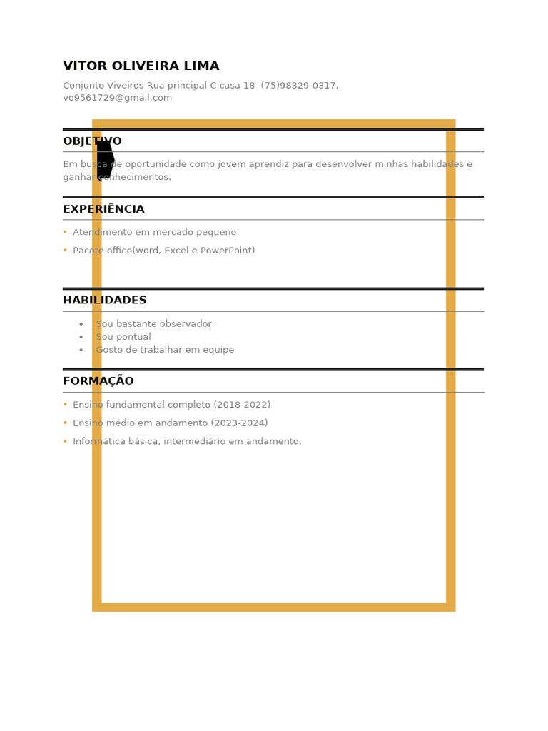 Currículo Vitor. | PDF