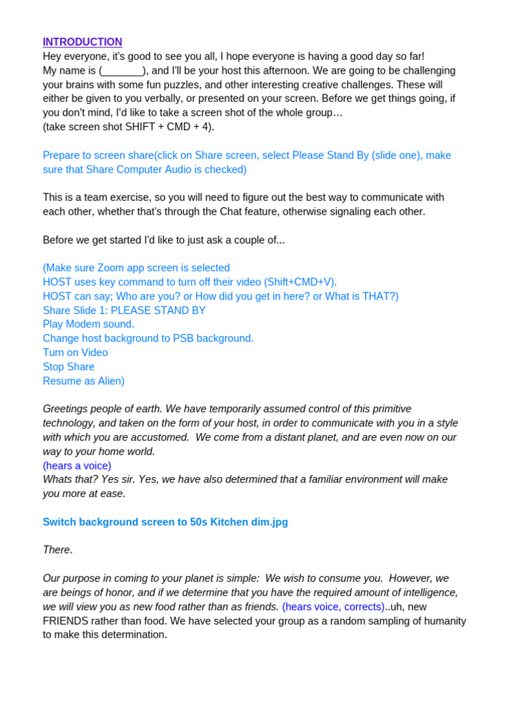 Dinner Bell Hosting Script | PDF