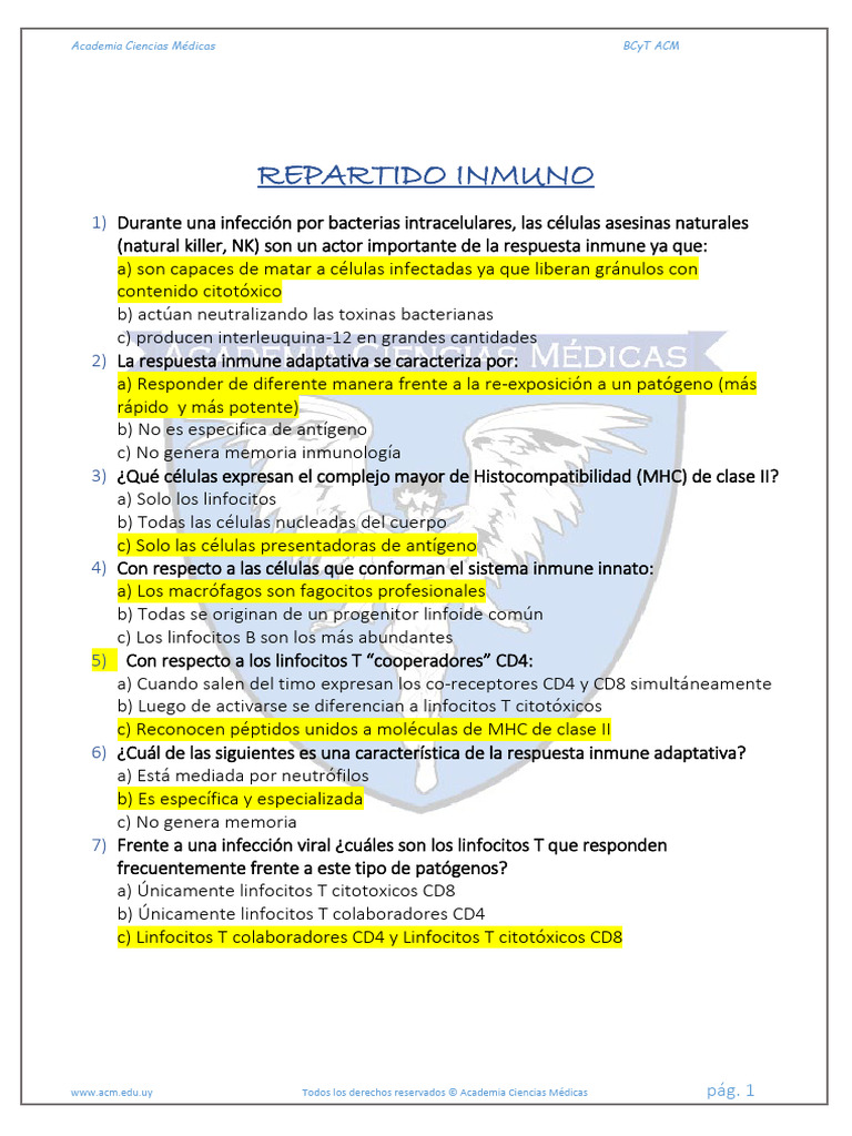 inmuno correctas | PDF | Célula T | Sistema inmune