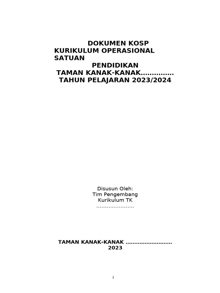 Draft Kosp Paud | PDF
