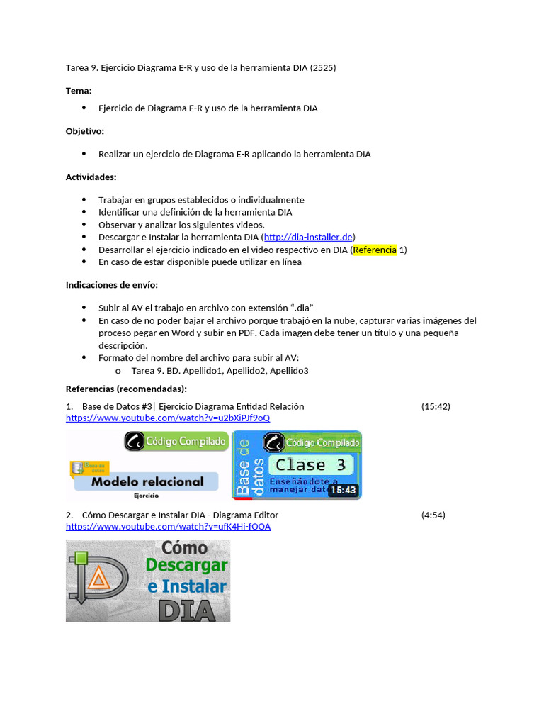 Ejercicio Diagrama E-R con DIA | PDF