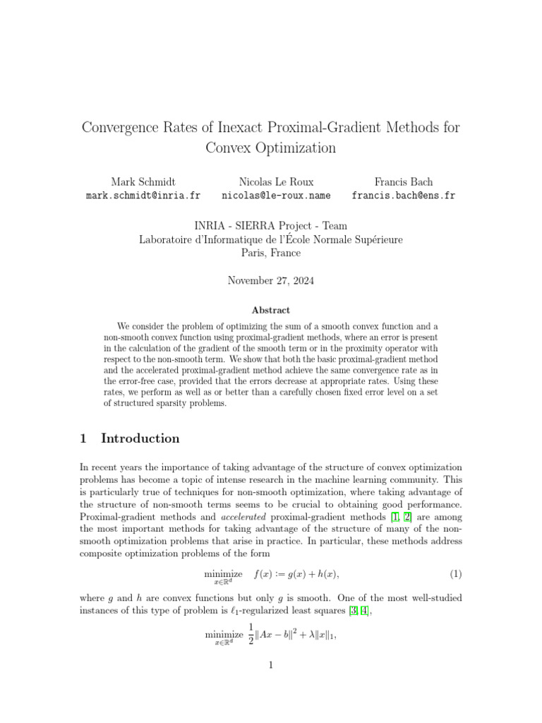 Convergence Rates Of Inexact Proximal Gradient Methods For Convex