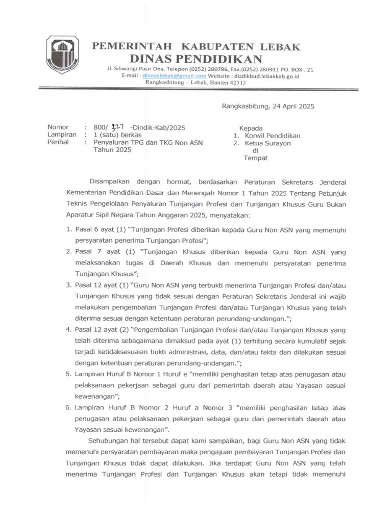 SE Penyaluran TPG dan TKG Non ASN | PDF