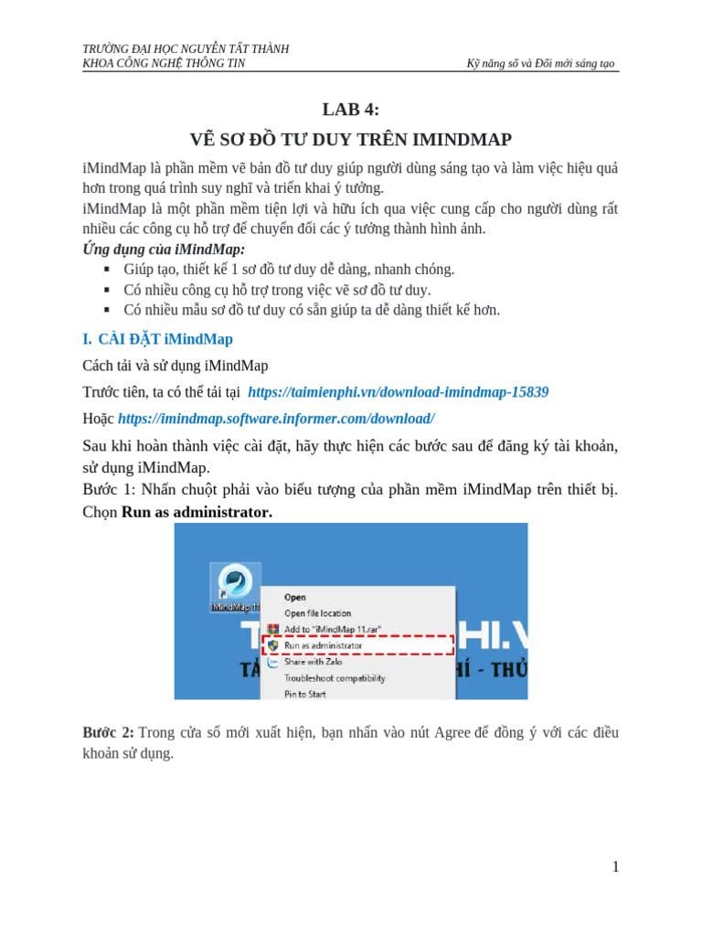 LAB 4 Hướng Dẫn Sử Dụng Vẽ Sơ Đồ Tư Duy IMindMap | PDF