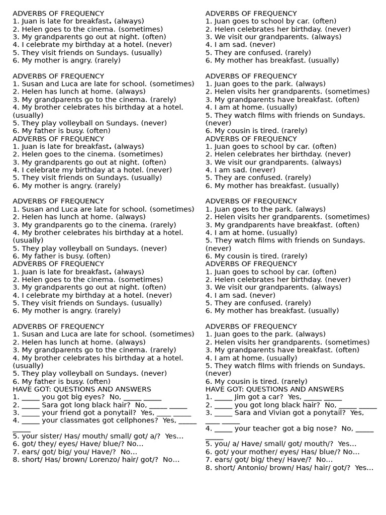 Adverbs of Frequency and Questions | PDF