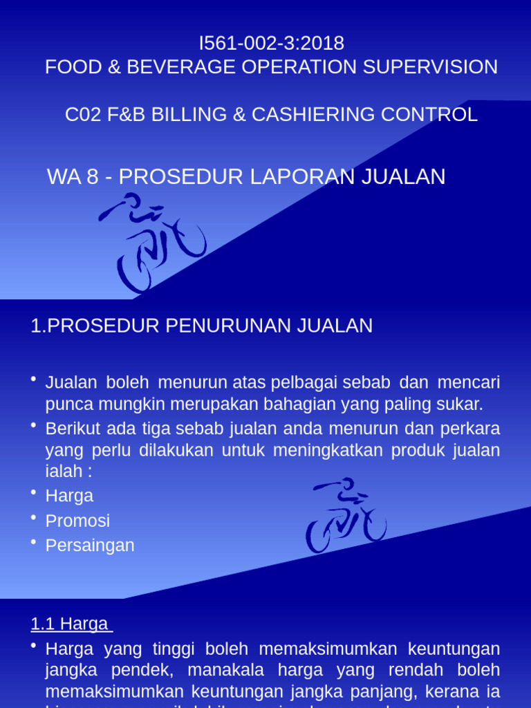 I561-002-3:2018 Food & Beverage Operation Supervision C02 F&B Billing & Cashiering Control | PDF