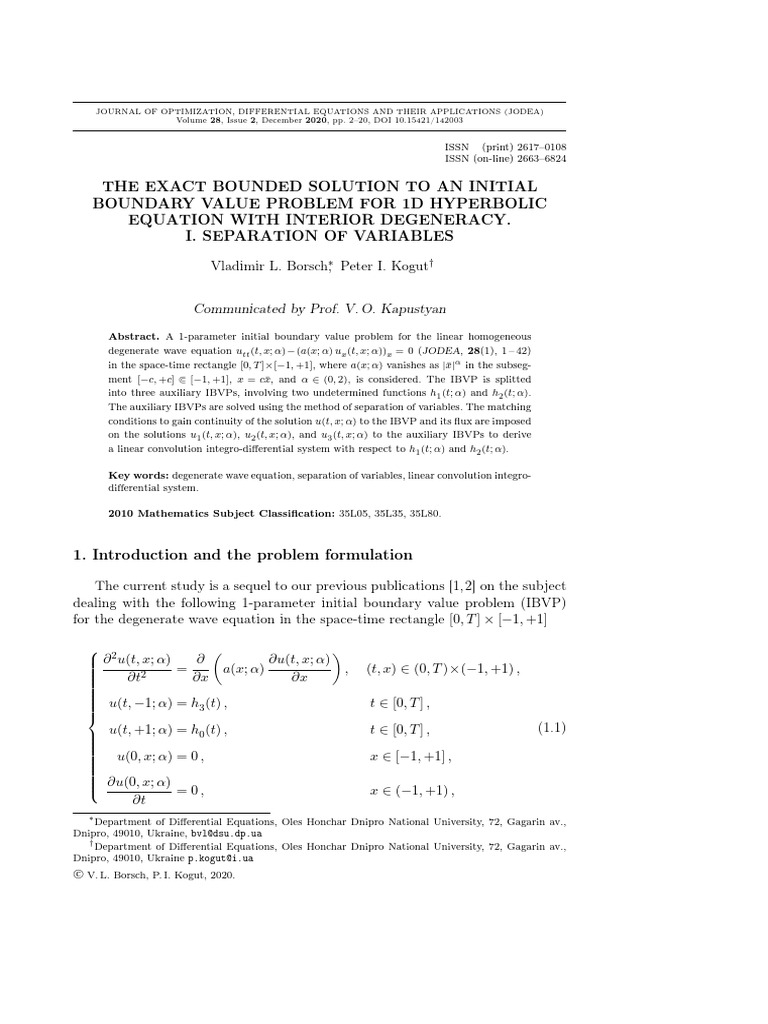 The exact bounded solution to an initial boundary value problem for 1D hyperbolic equation with ...
