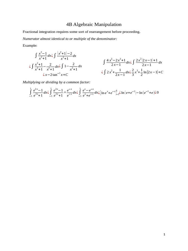 Camb 4B Algebraic Manipulation | PDF