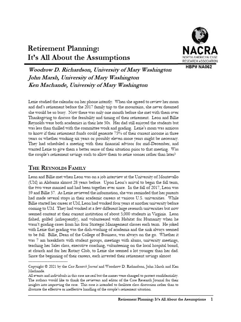 Retirement Planning - It's All About The Assumptions | PDF | Social ...