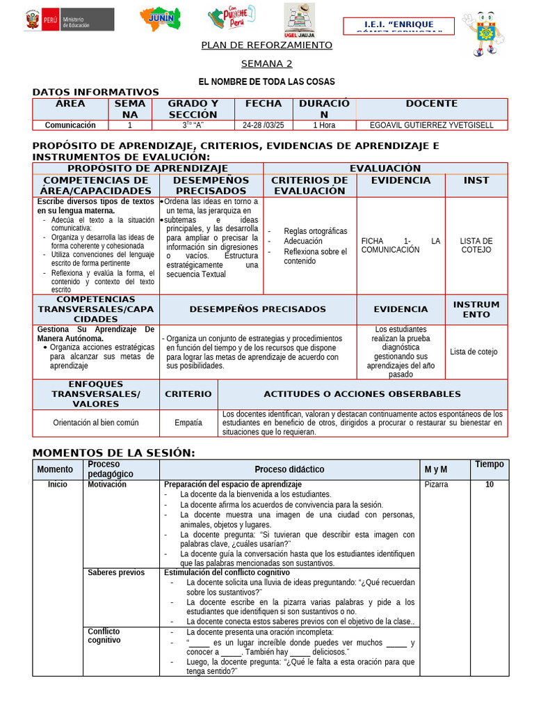 Refuerzo 2 - 3 | PDF | Sustantivo | Aprendizaje