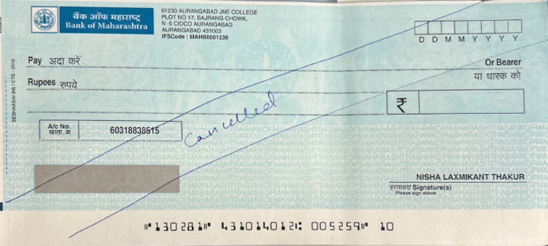 Cancelled Cheque | PDF