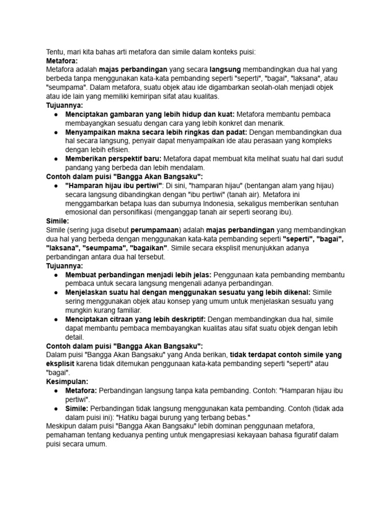 Metafora dan Simile dalam Puisi | PDF