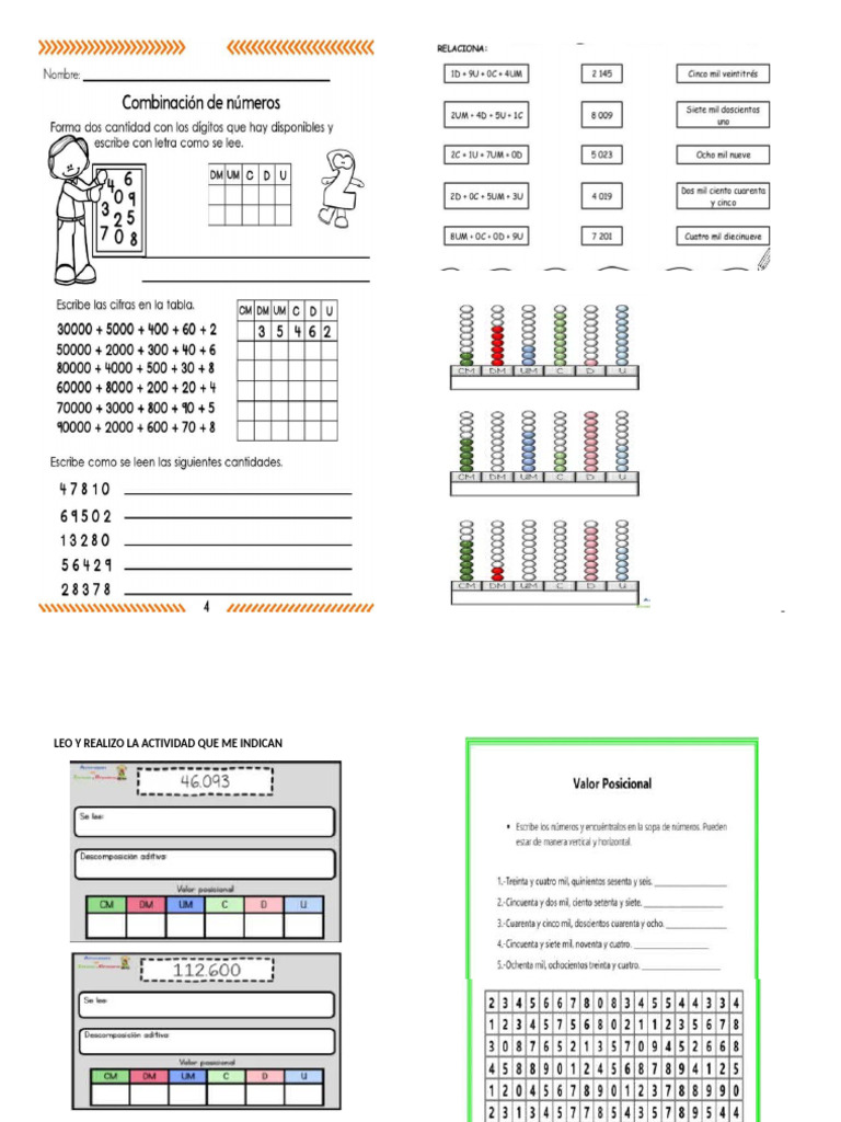 Evaluación de Matemáticas Valor Posicional | PDF