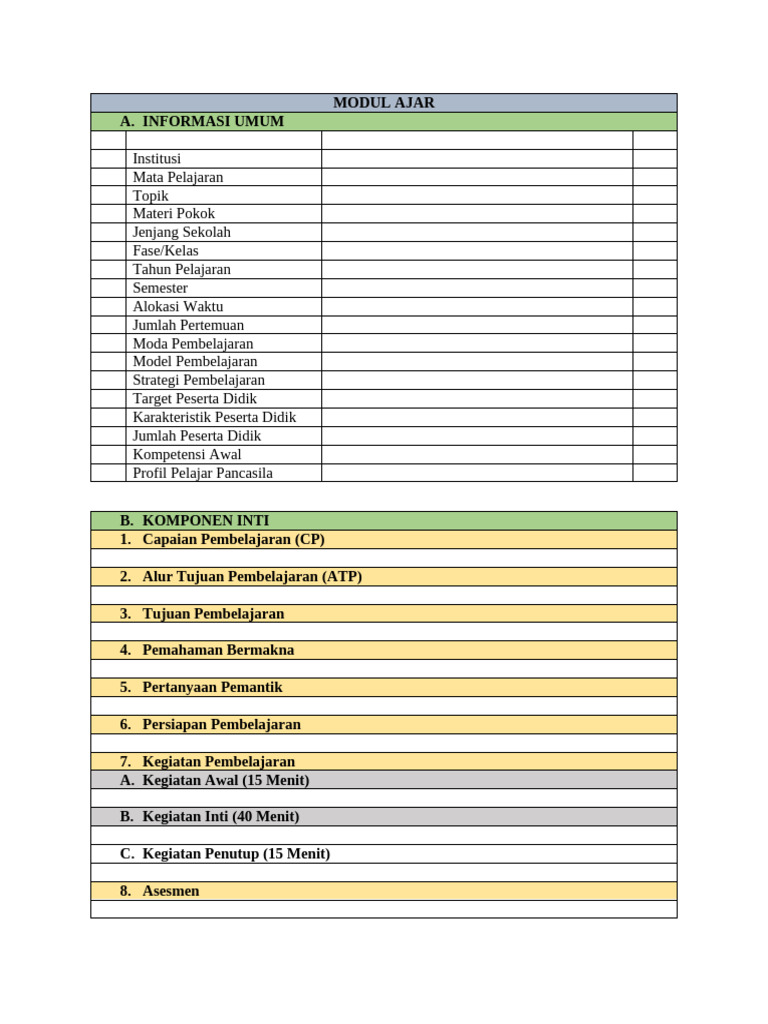Format Modul Ajar | PDF