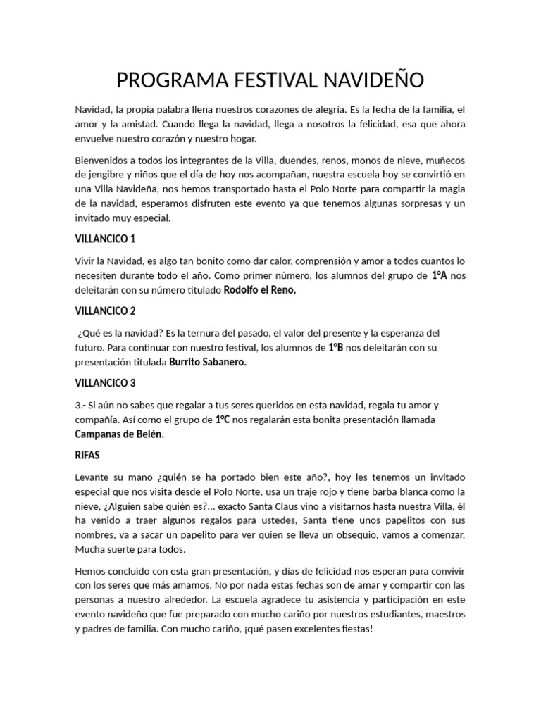 Programa Festival Navideño 2 | PDF