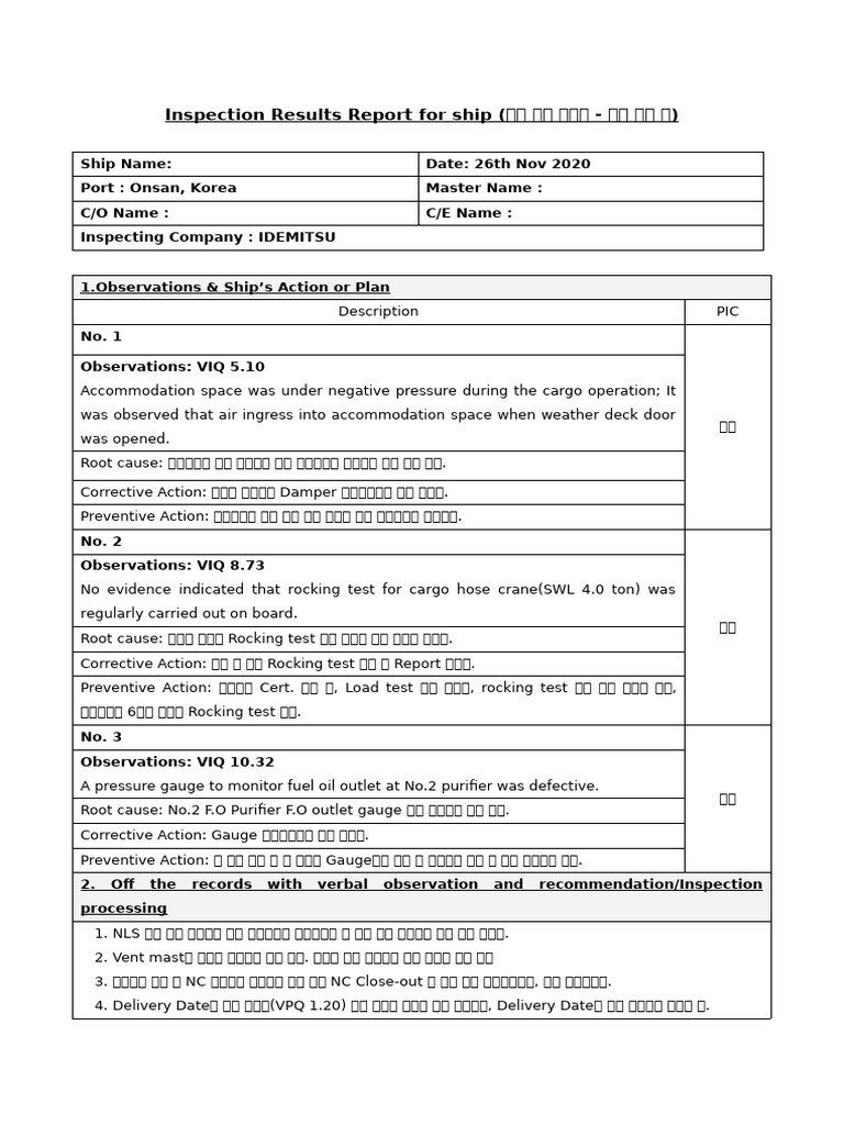 Inspection Results Report ( IDEMITSU 20201126) | PDF