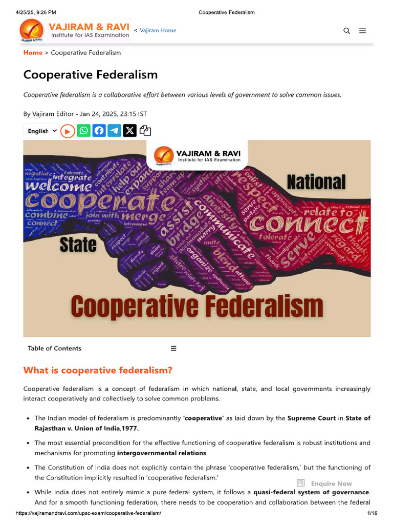 Cooperative Federalism | PDF