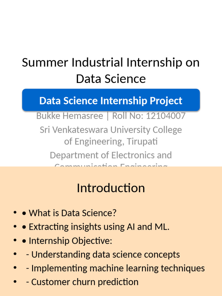 Data Science Internship: Customer Churn Prediction | PDF