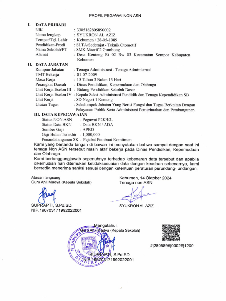 Profil Pegawai Non ASN | PDF
