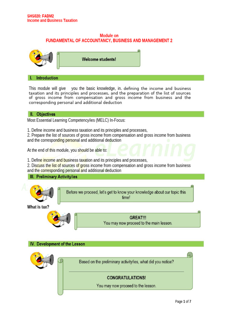 00B-SHS020FABM 2-Module-Week-No. 8Q2 | PDF | Taxes | Gross Income