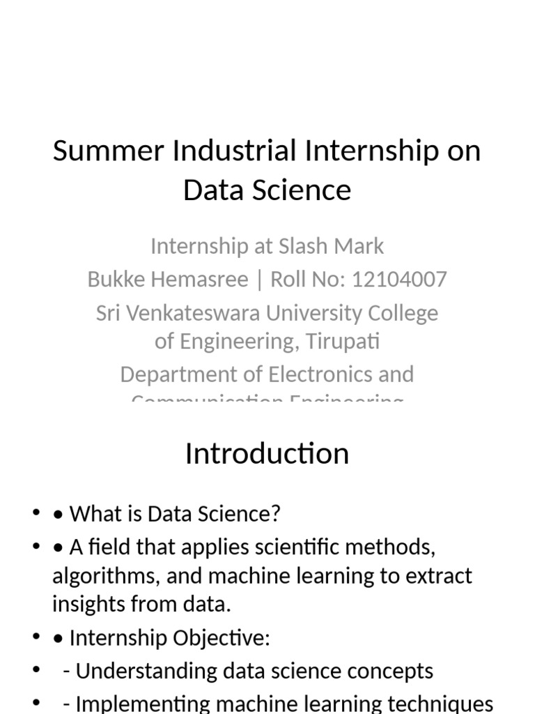 Summer Internship Presentation | PDF