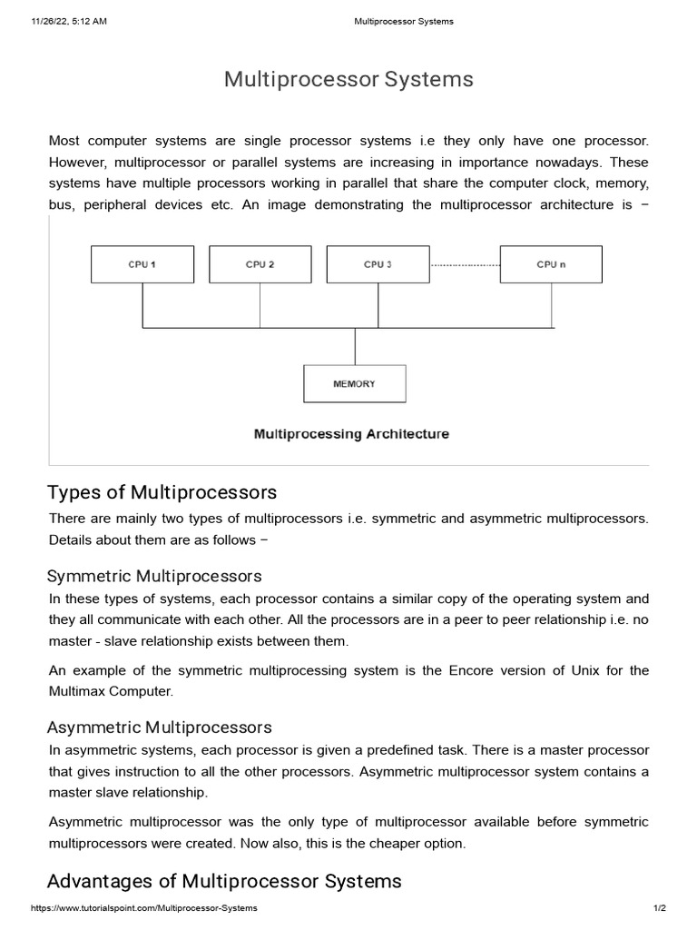 Multiprocessor Systems | PDF | System On A Chip | Central Processing Unit