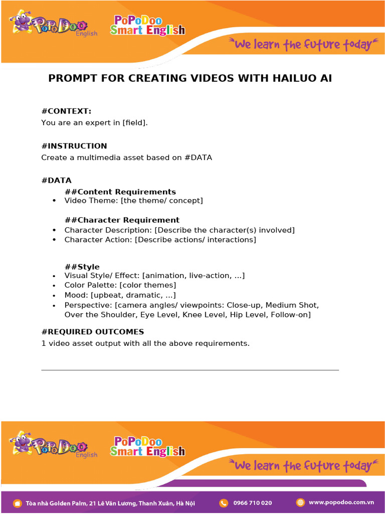 Hailuo AI Video Prompt Guidelines | PDF